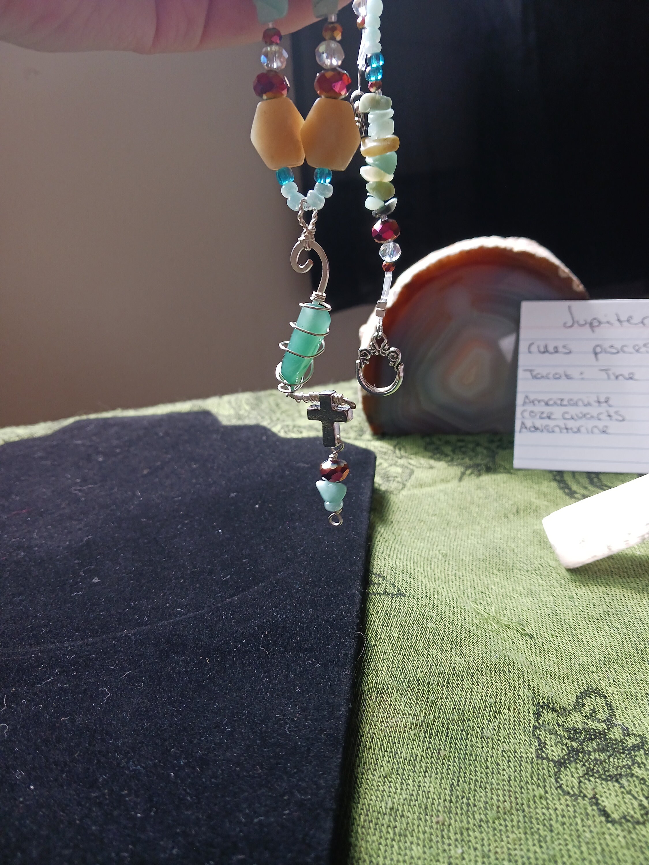 Jupiter Totem UNIQUE Wirewrapped Jade Amazonite Rose Quartz Beaded ...