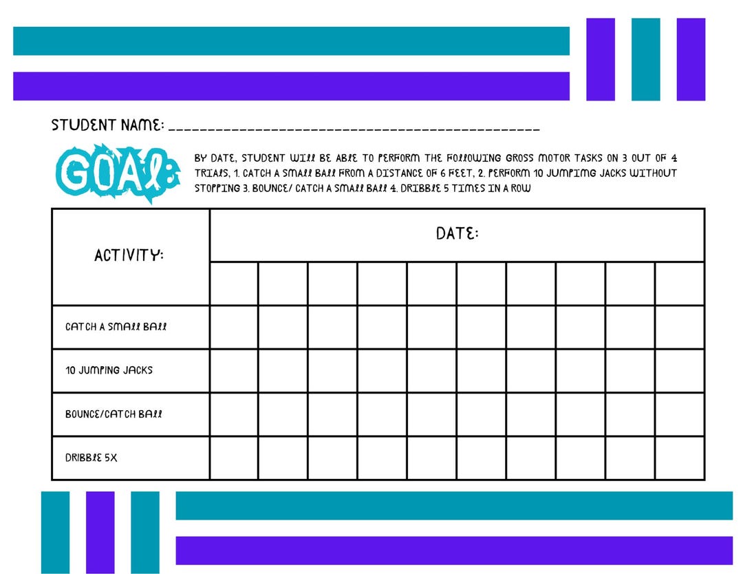 School Based Therapy Data Collection Sheet, OT, PT, SLP, Data ...