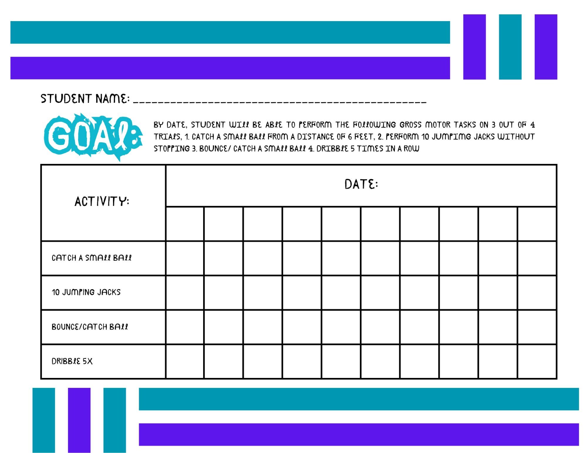 School Based Therapy Data Collection Sheet, OT, PT, SLP, Data ...