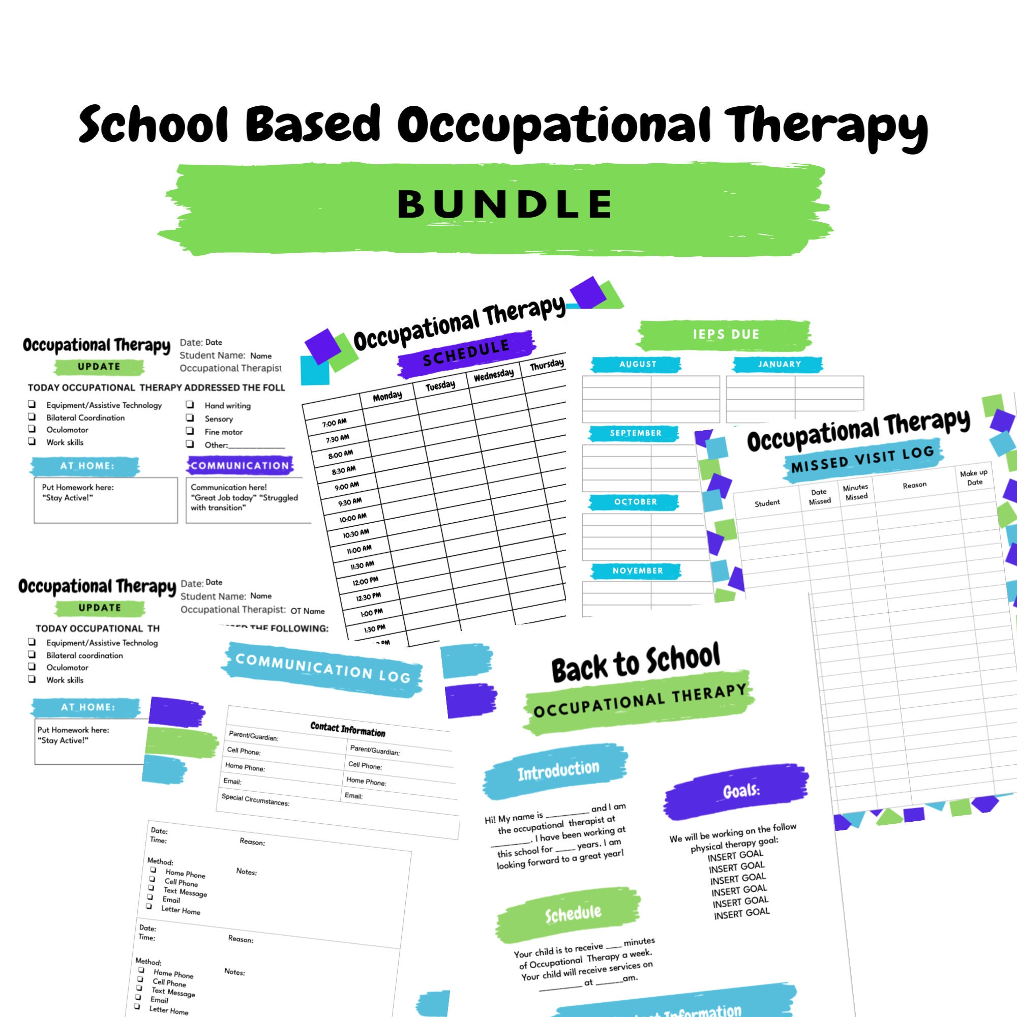 School Based Occupational Therapy Documentation Kit - Etsy