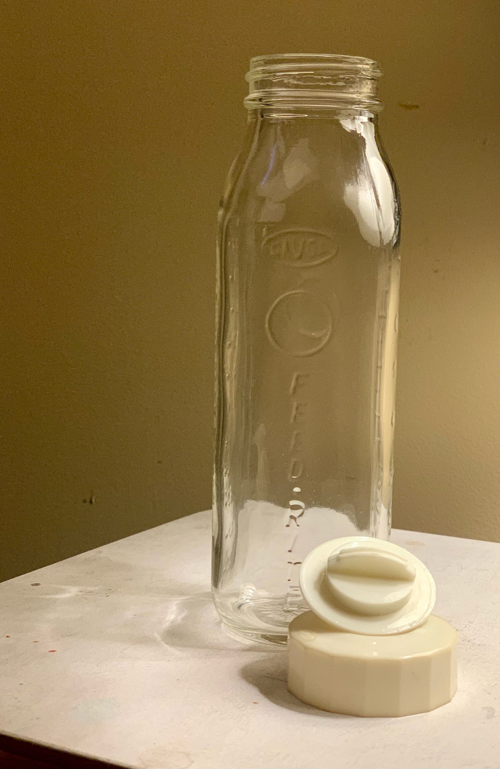 MCM Retro 1950's Davol 8-oz. Clear Glass Baby Bottle Square Shape Twist ...