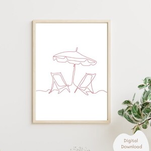 Beach Decor,line Art, Beach Art,beach Art Print, Beach Vibes, One Line ...