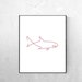 One Line Art, Shark Wall Art, Shark Line Art, Shark Lovers Gifts, Pink ...