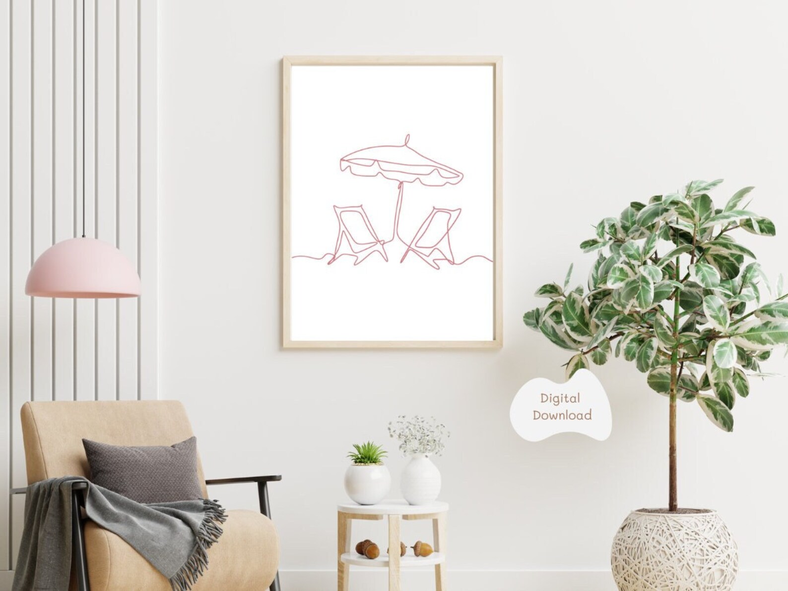 Beach Decor,line Art, Beach Art,beach Art Print, Beach Vibes, One Line ...