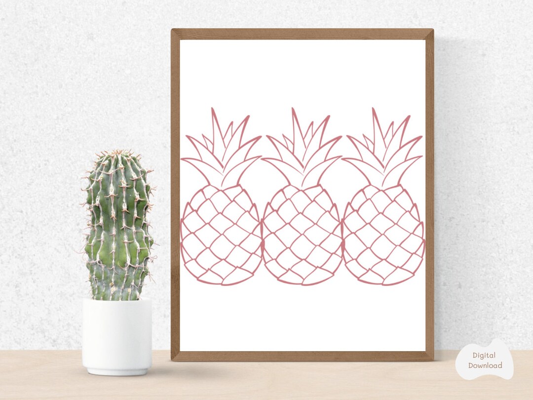 Pink Pineapple Art Print: Summer Kitchen Wall Decor (digital Download ...