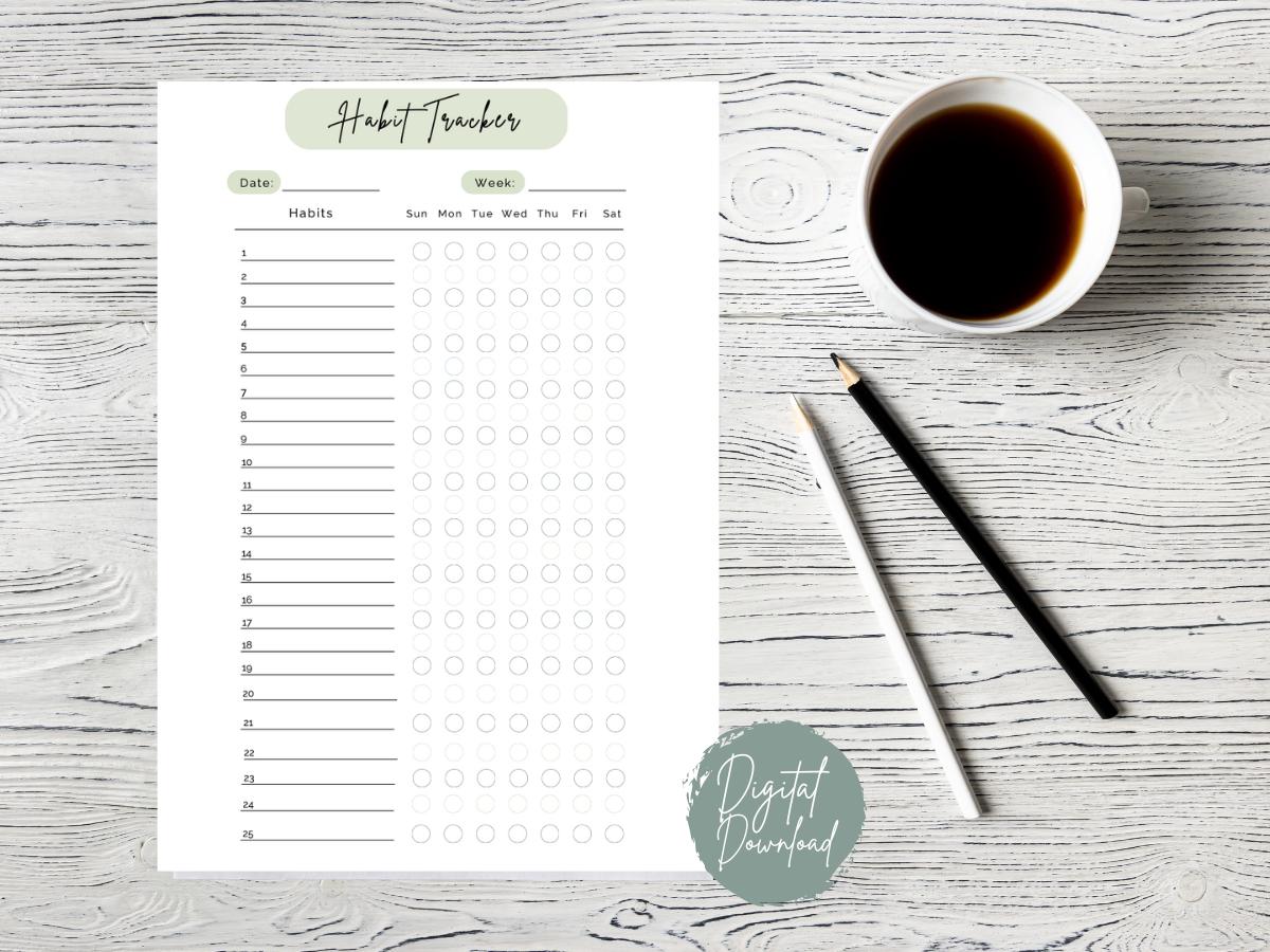 Habit Tracker, Printable Habit Tracker, Monthly Habit Tracker, Daily ...