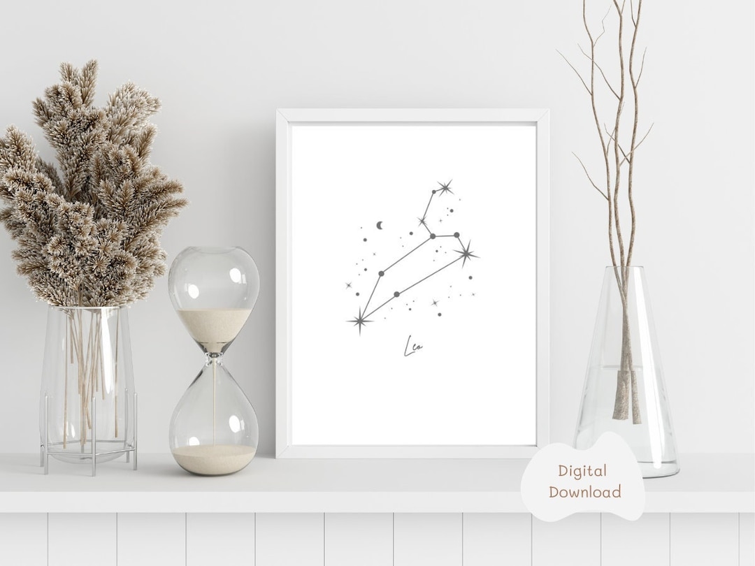 Leo Constellation Art Print: Minimalist Zodiac Wall Decor (digital ...