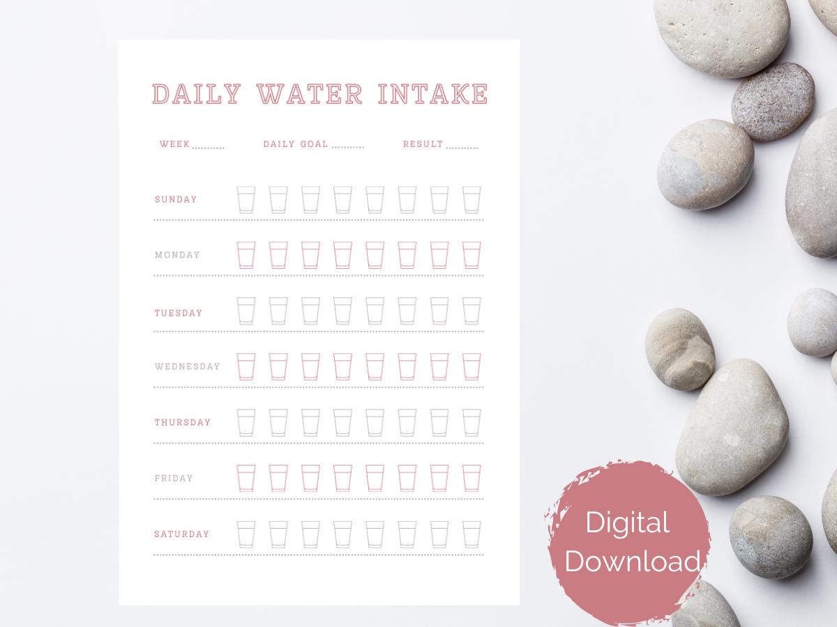 Printable Daily Water Tracker: Hydration Challenge (digital Download ...