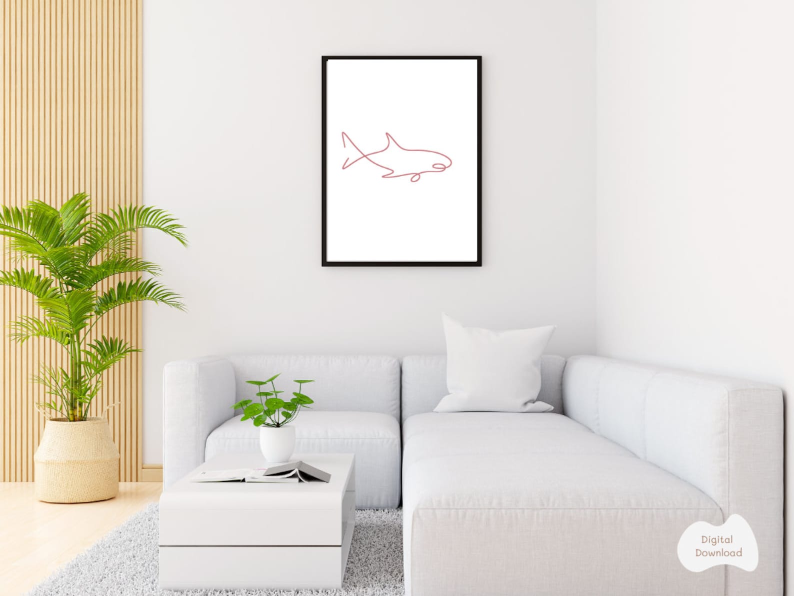 One Line Art, Shark Wall Art, Shark Line Art, Shark Lovers Gifts, Pink ...