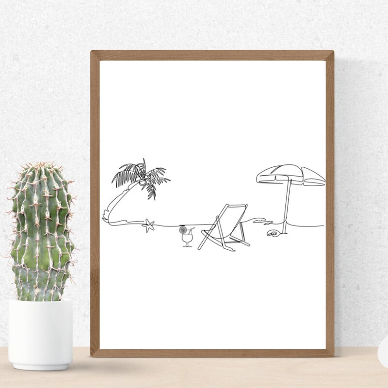 Beach Line Art - Etsy