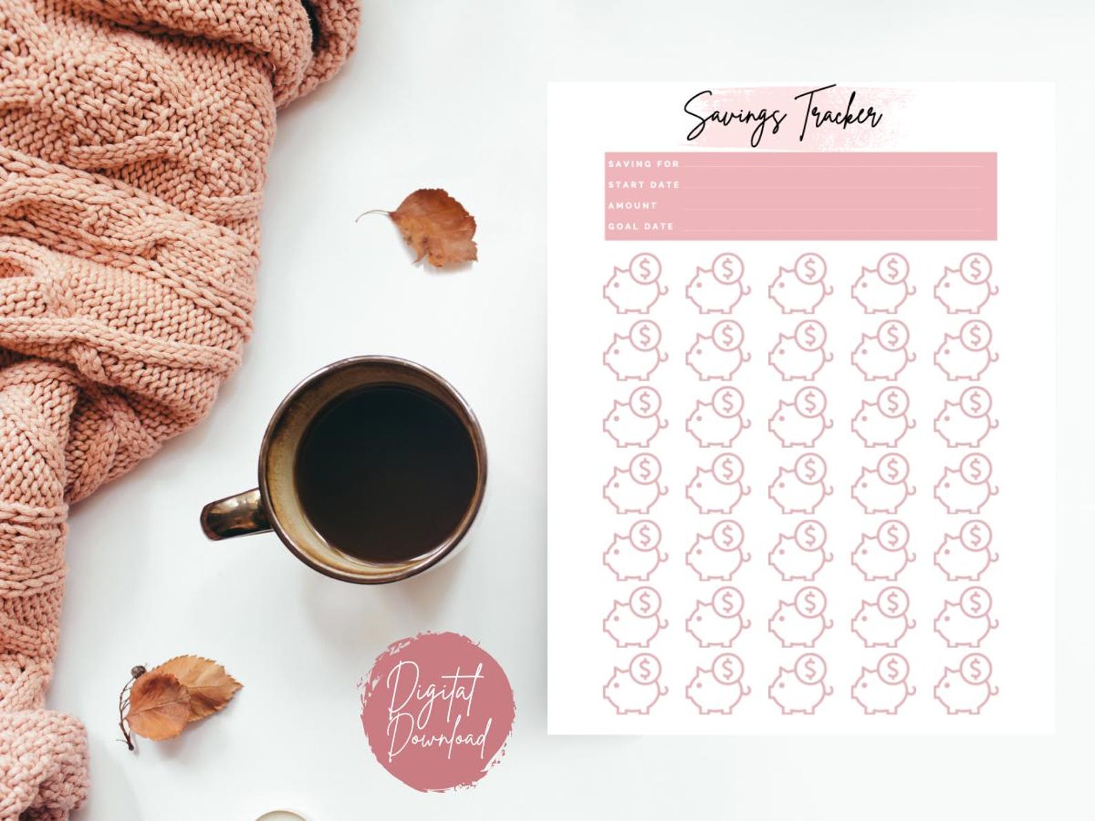 Printable Savings Tracker: Piggy Bank Challenge (digital Download) - Etsy