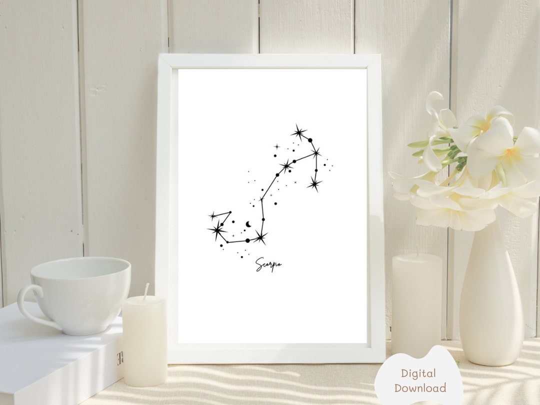 Scorpio Constellation Art Print: Minimalist Zodiac Gift (digital ...