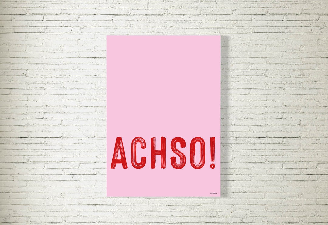 Poster ACHSO Brush Pink/red | Modern Poster | Poster Print | Typography ...