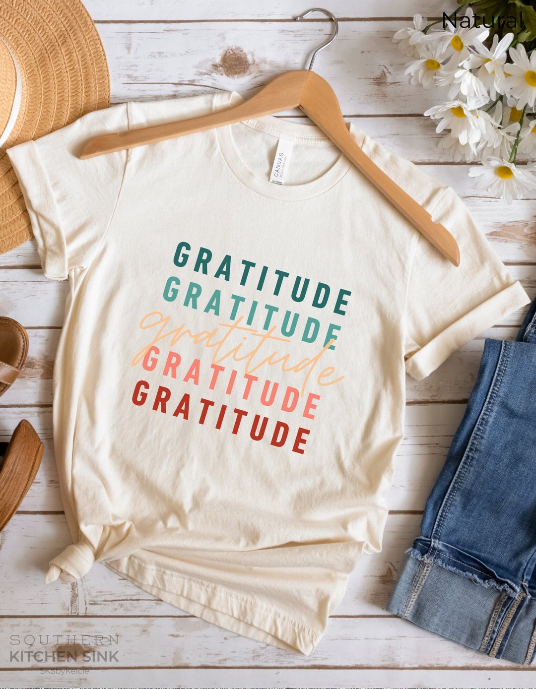 Gratitude Shirt, Rainbow Gratitude Shirt, Grateful Thankful Blessed ...