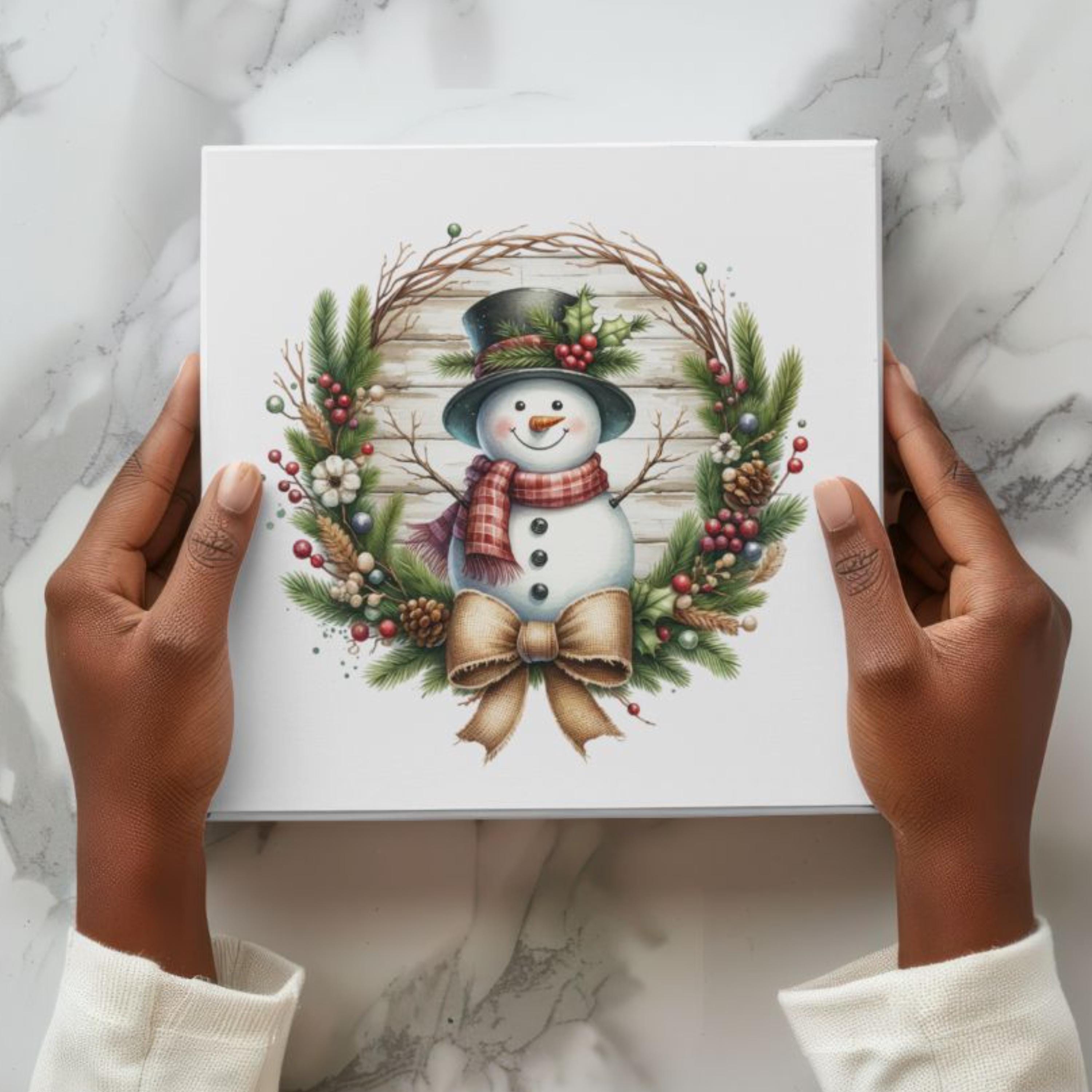 Vintage Rustic Snowman Clipart Bundle, Cozy Farmhouse Christmas ...