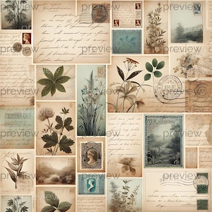 Vintage Floral Digital Paper, Junk Journal, Patterns for Scrapbooking ...