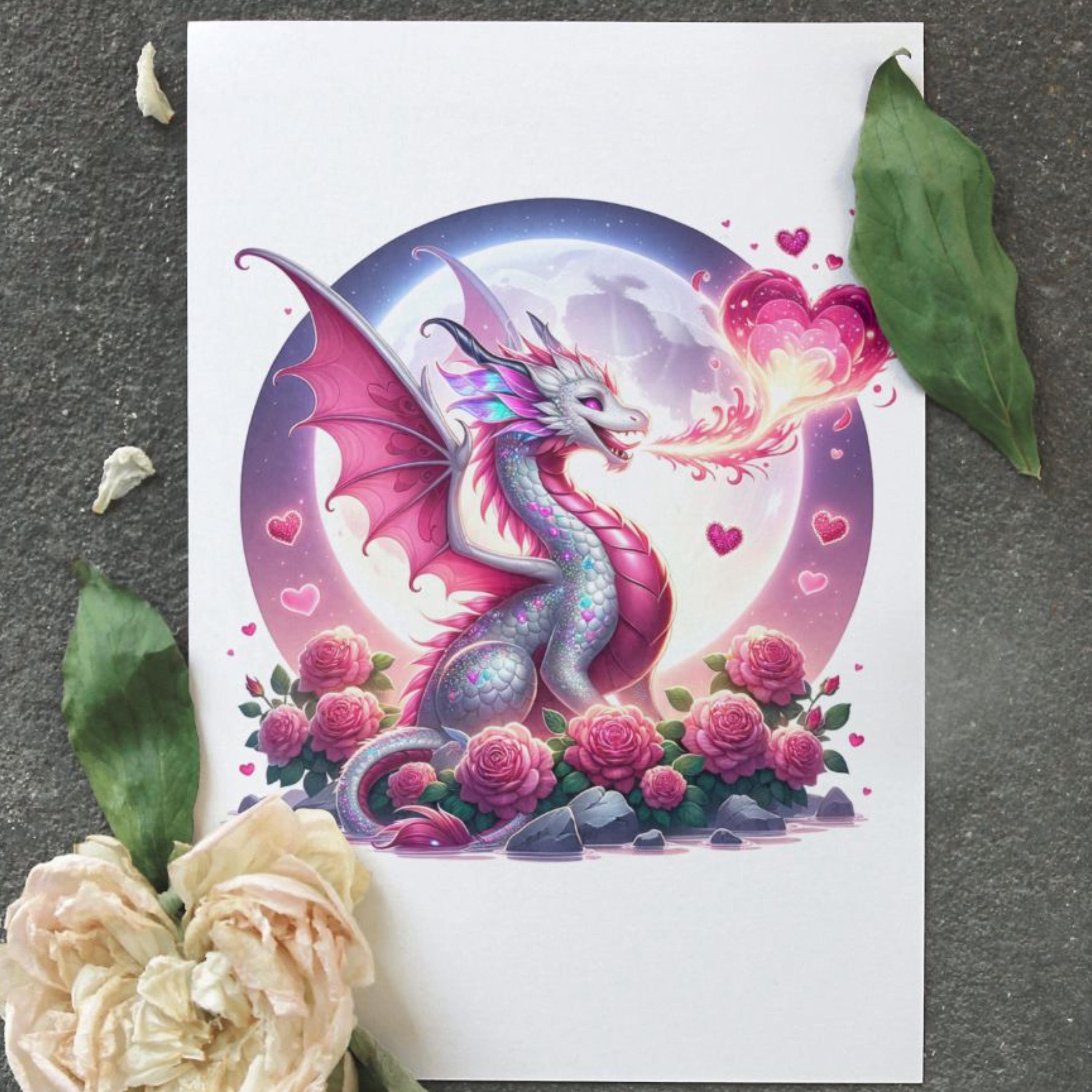 Valentine Dragons Clipart Bundle, Cute & Majestic Dragon Pngs, Fantasy ...