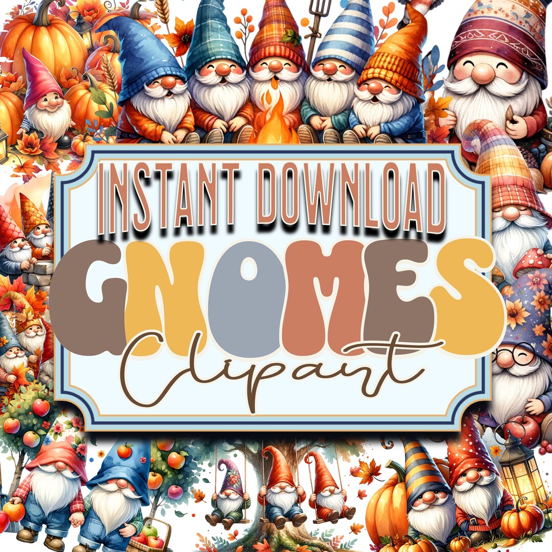 Autumn Gnome Watercolor Clipart Collection, Fall Harvest Aesthetic for ...
