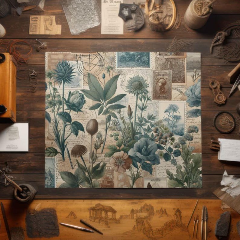 Vintage Floral Digital Paper, Junk Journal, Patterns for Scrapbooking ...