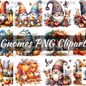 Autumn Gnome Watercolor Clipart Collection, Fall Harvest Aesthetic for ...
