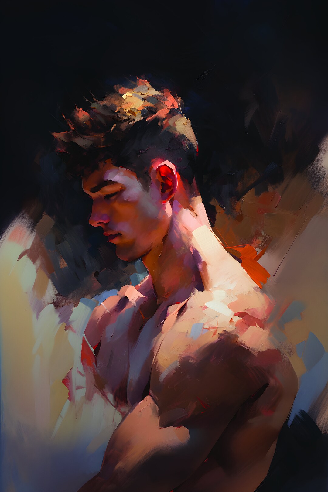 Abstract Painting, Gay Art, Male Painting, Male Portrait - Etsy