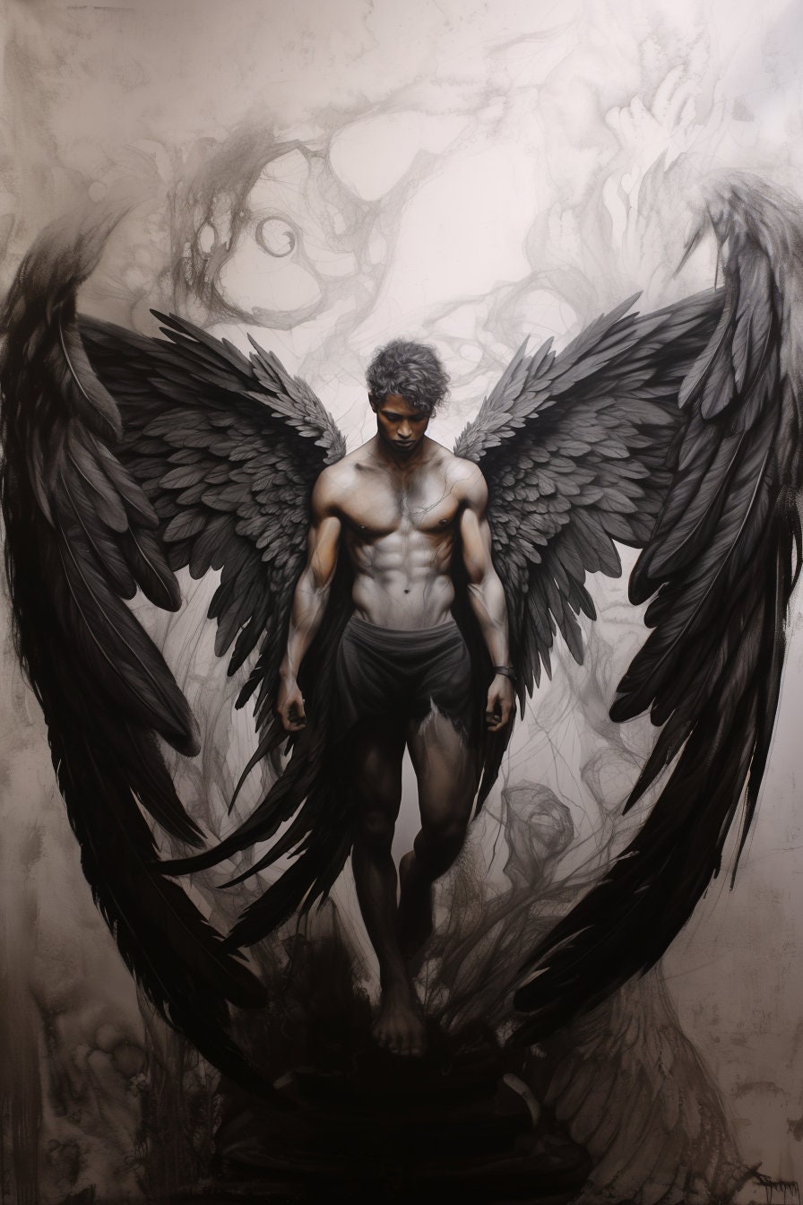 Digital Painting of a Male Angel, Gay Art, Male Painting, Male Portrait ...