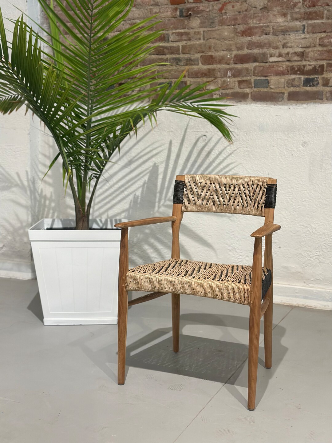 Morati Teak Wood Dining Chair | Handmade Synthetic Rattan Armchair ...