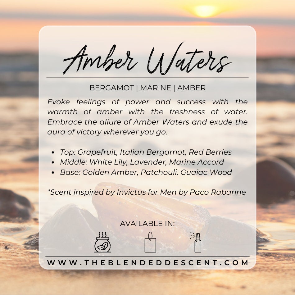 Amber Waters Bergamot Marine Amber Paraffin Free Wax Melt - Etsy