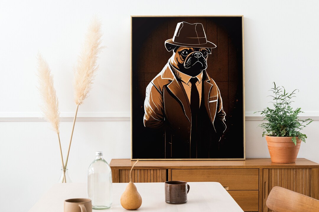 Animal Themed Digital Art Don Pug Funny Cute HD Printable on Canvas All ...