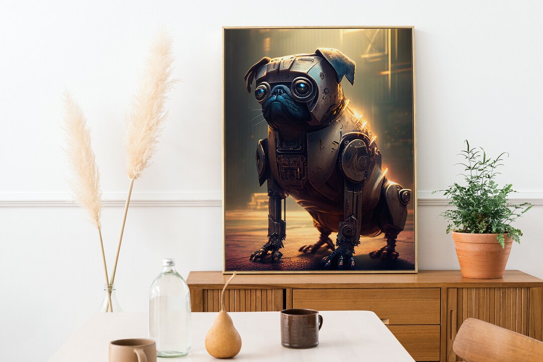 Animal Themed Digital Art Steampunk Pug Robot Dog HD Cute Colorful ...