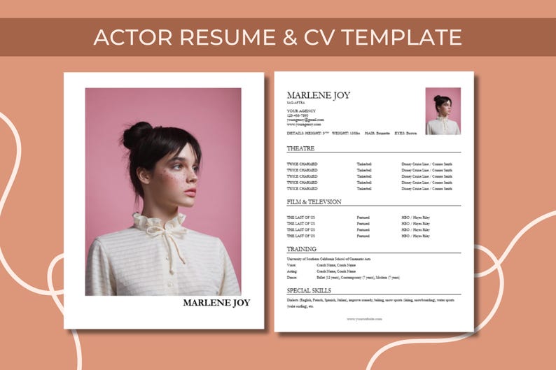 Actor Resume Template With Matching Headshot Template | Actor Resume ...
