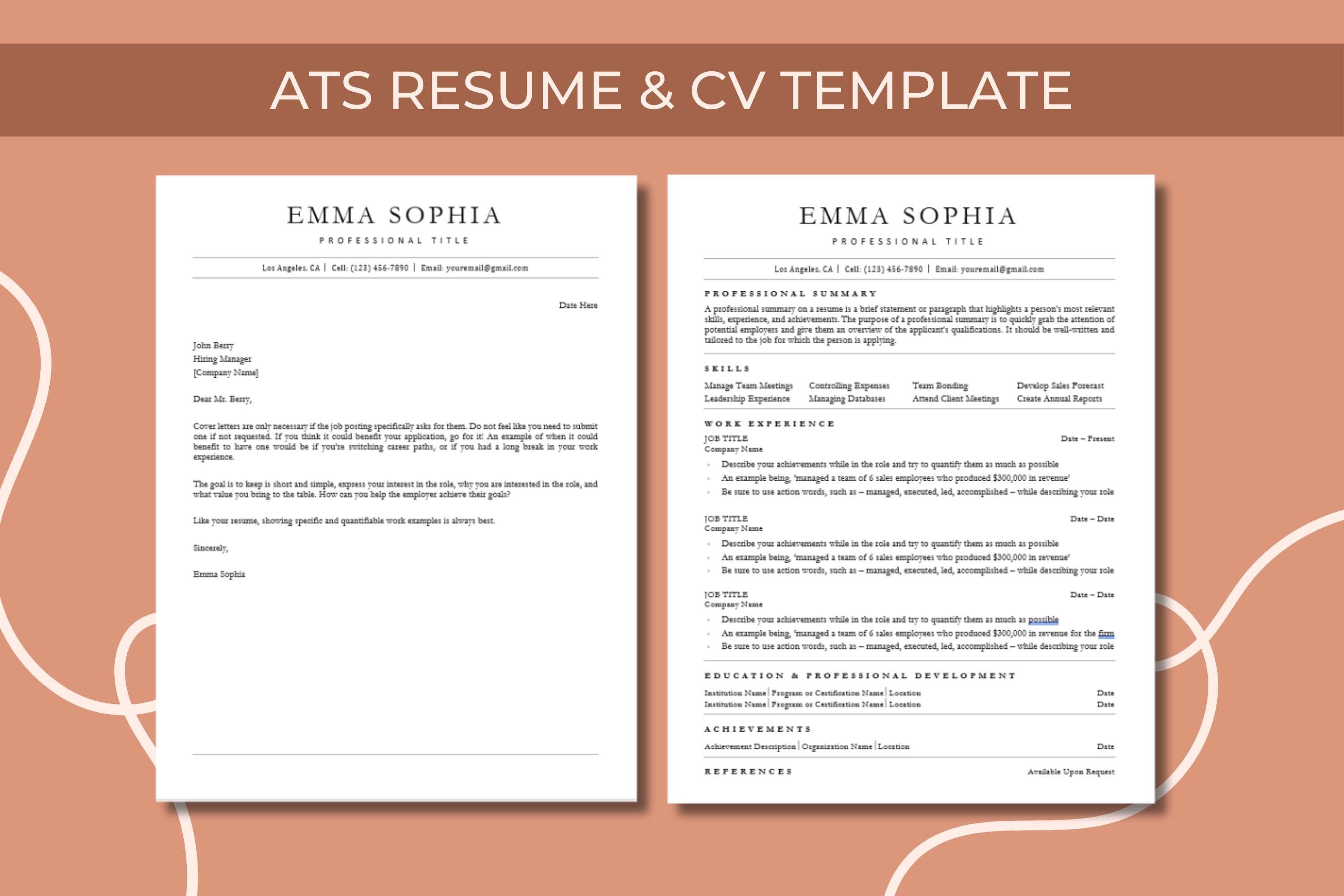 ATS Friendly Resume, ATS Resume Template, ATS Resume, Resume Template ...