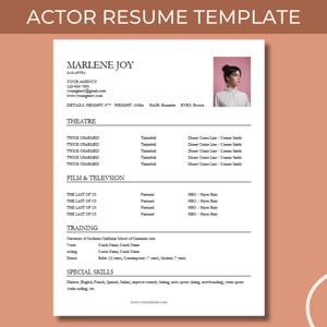 Actor Resume Template With Matching Headshot Template | Actor Resume ...