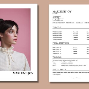 Actor Resume Template With Matching Headshot Template Actor Resume ...