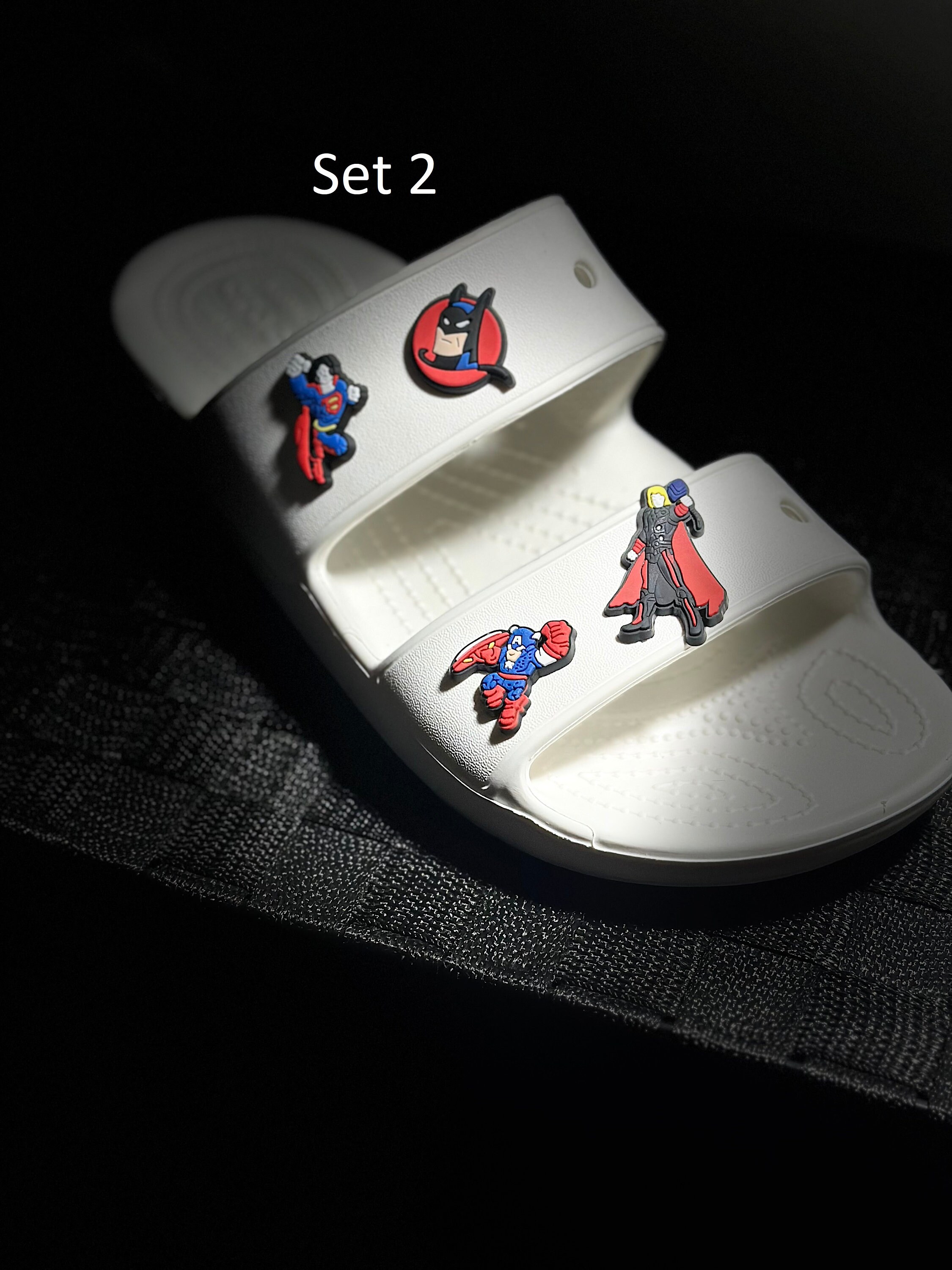 Superhero Croc Charm Set Superman Logo Batman Captain America Iron Man ...
