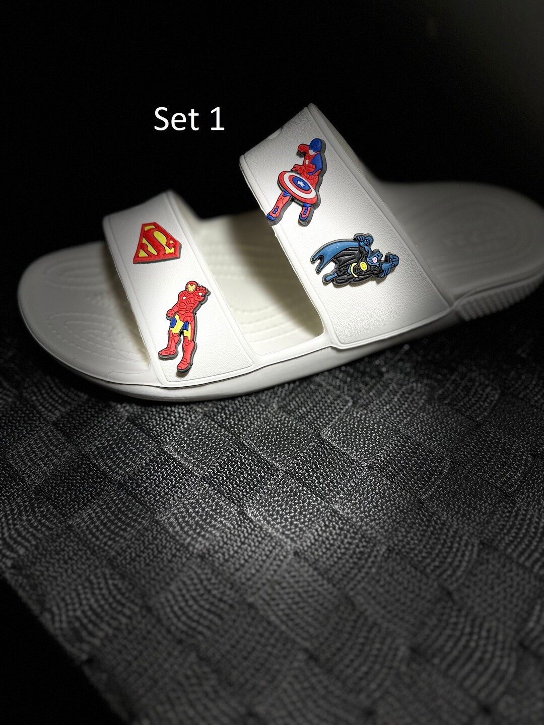 Superhero Croc Charm Set Superman Logo Batman Captain America Iron Man ...
