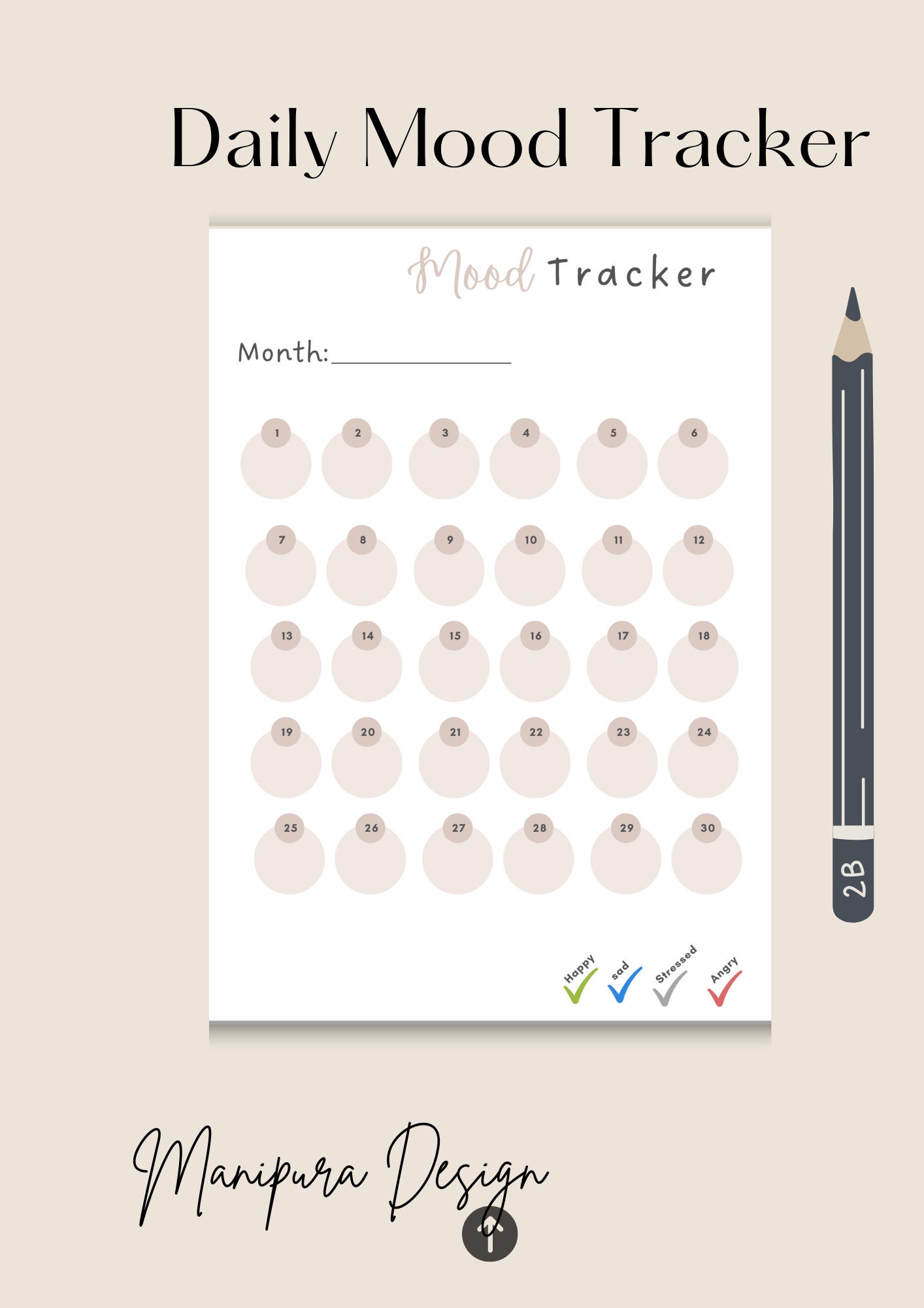 Mood Tracker Daily Mood Journal | Mood Tracker Printable | Daily Mood ...