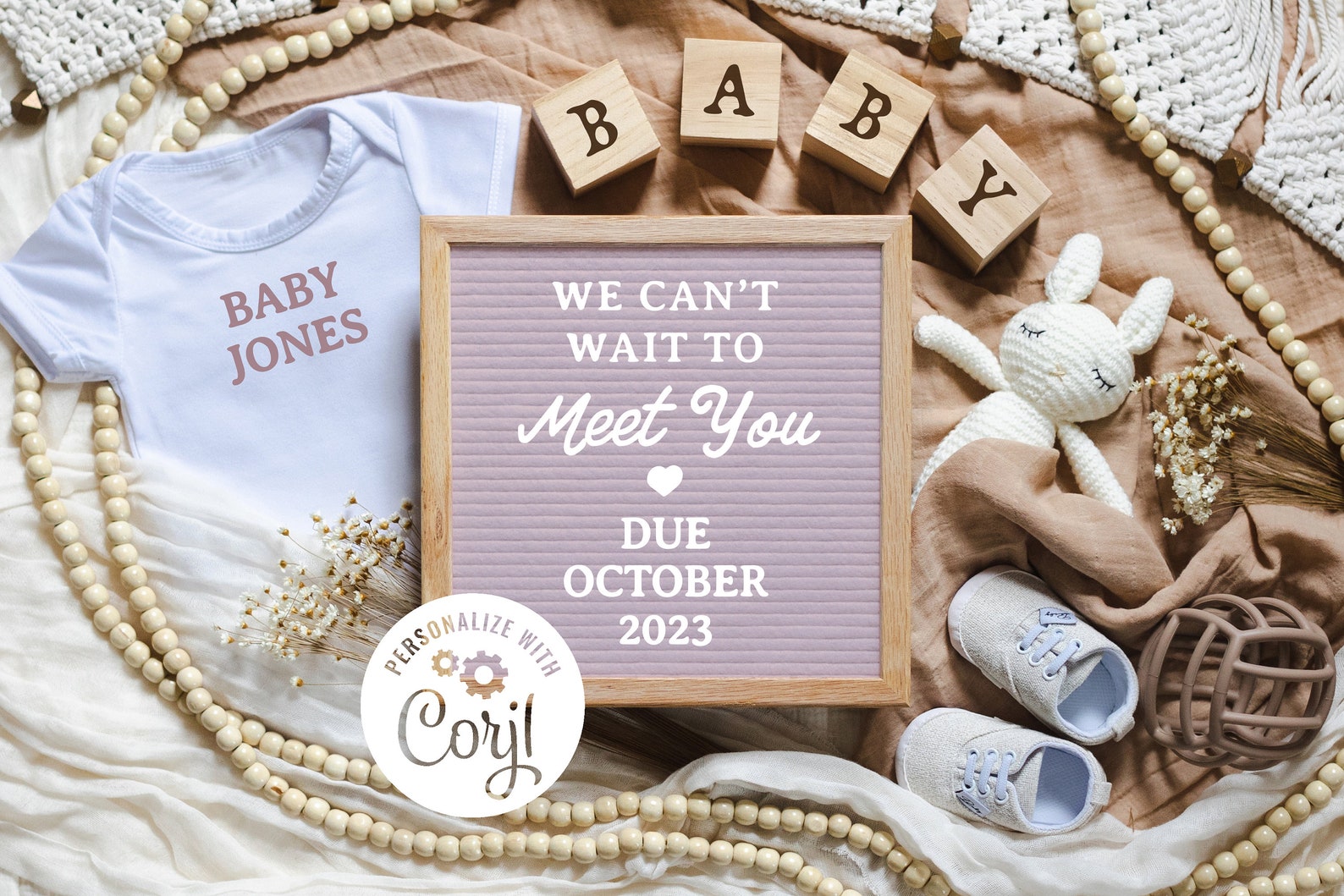 Editable Digital Pregnancy Announcement (pink) | Cute, Fun, Clever ...