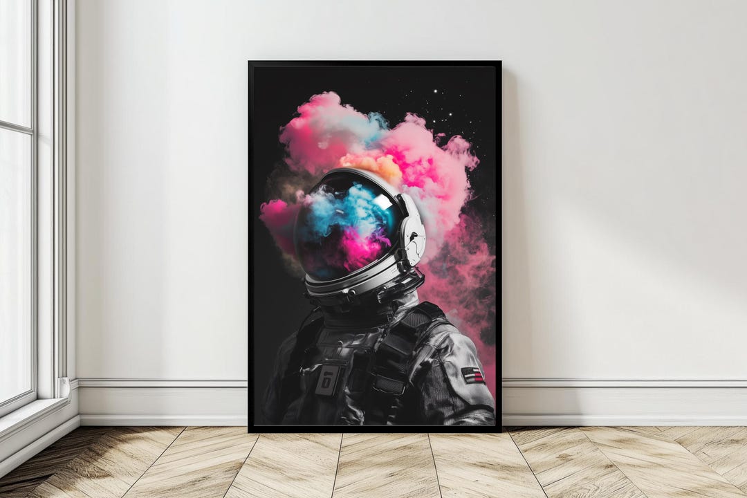 Satin Poster, Astronaut Space Art, Colorful Festival Style Wall Decor ...
