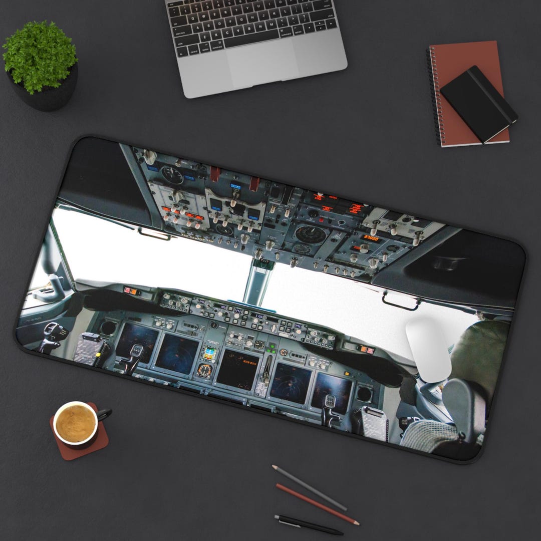 Cockpit Desk Mat - Airplane Lover Gift, Aviation Office Decor, Unique ...