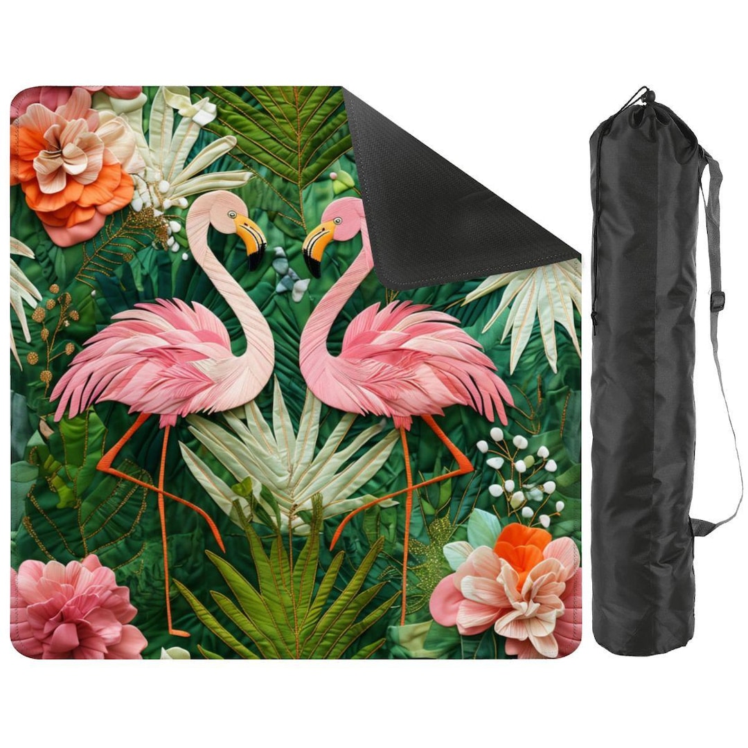 Flamingo Mahjong Mat | Tropical Mahjong Table Mat With Carry Bag | Palm ...