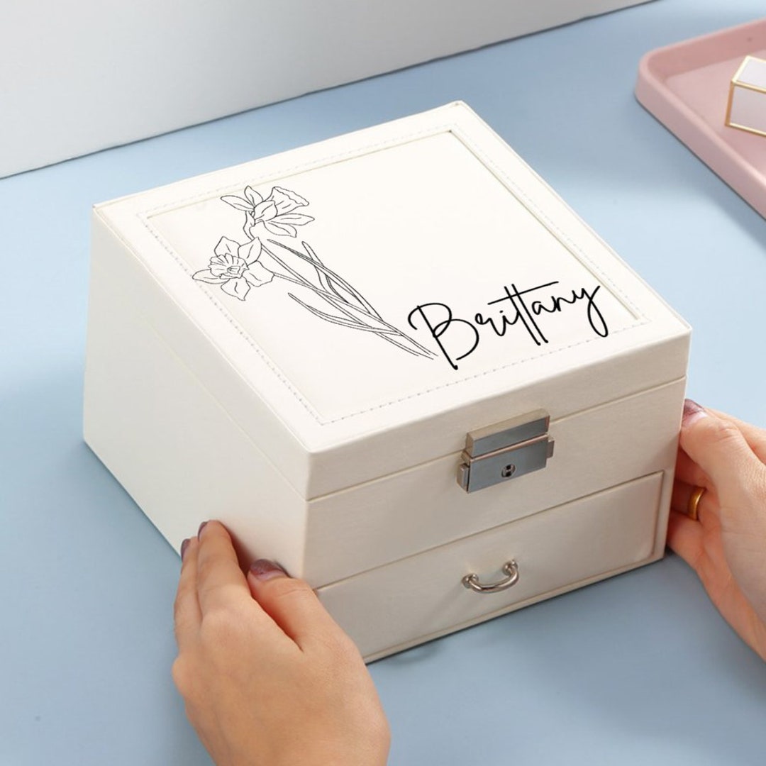 Lockable Travel Jewelry Case Birth Flower Travel Jewelry - Etsy
