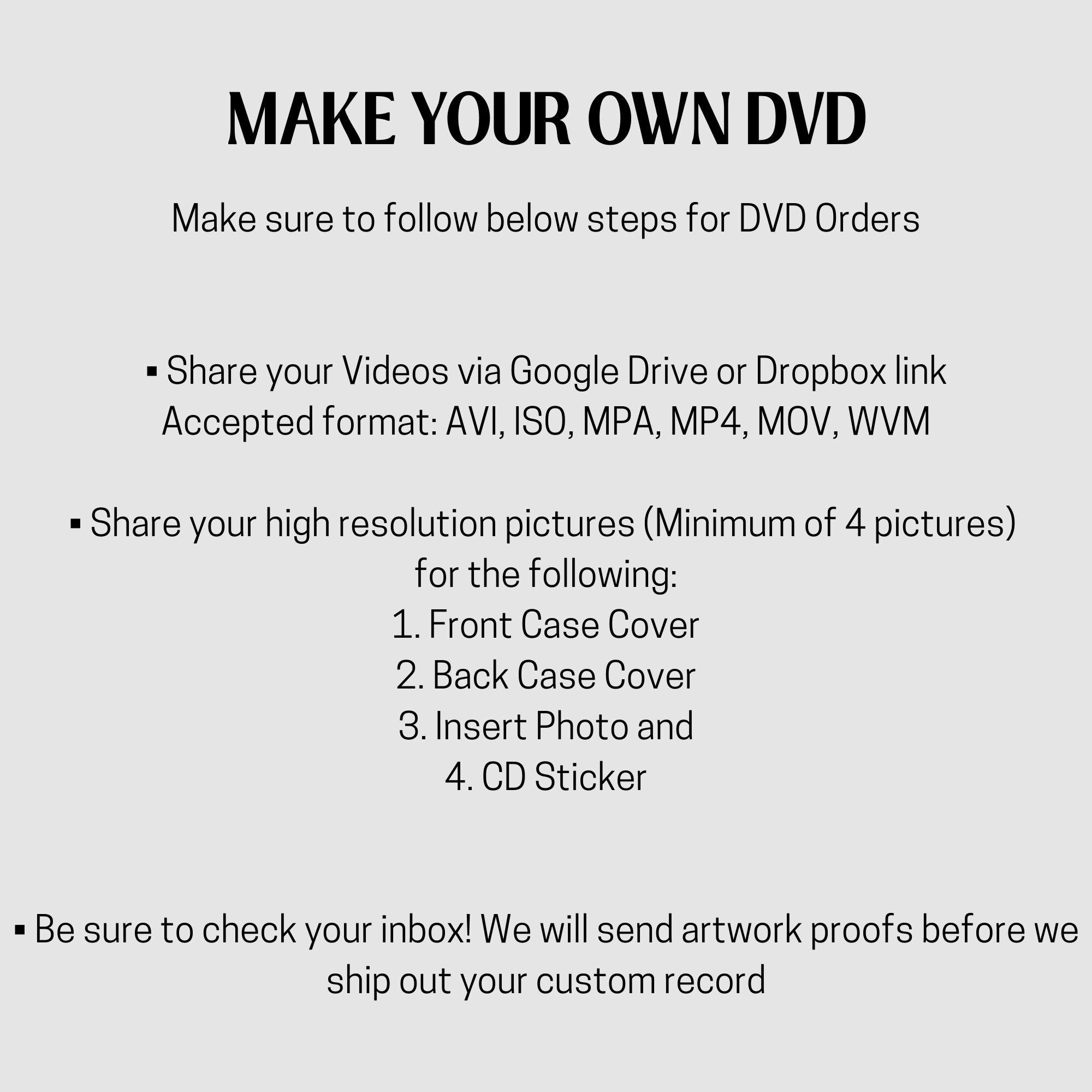 Custom DVD W/ Case Your Photos + Videos on ISO, MP4, MOV - for Prenup ...