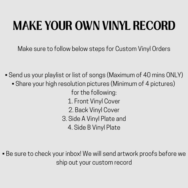 12" Custom Vinyl Record LP - Your Photos With 40 Mins of Music and ...