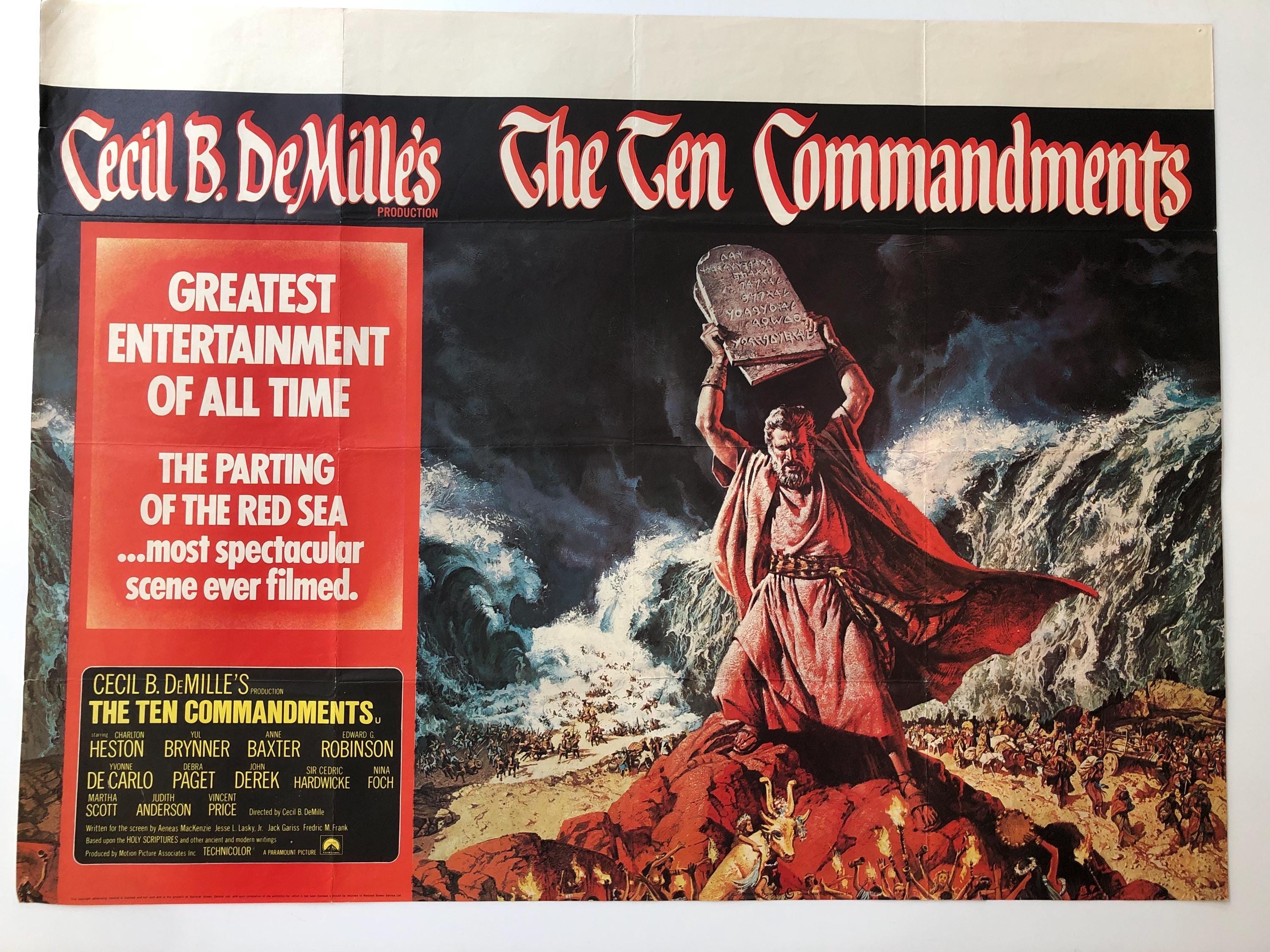 The Ten Commandments (1956) Original Vintage Folded British Quad Film ...