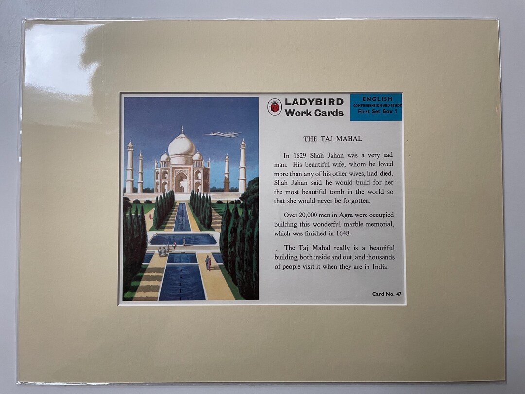 Original Vintage Ladybird Work Card the Taj Mahal India 1970s Jack ...