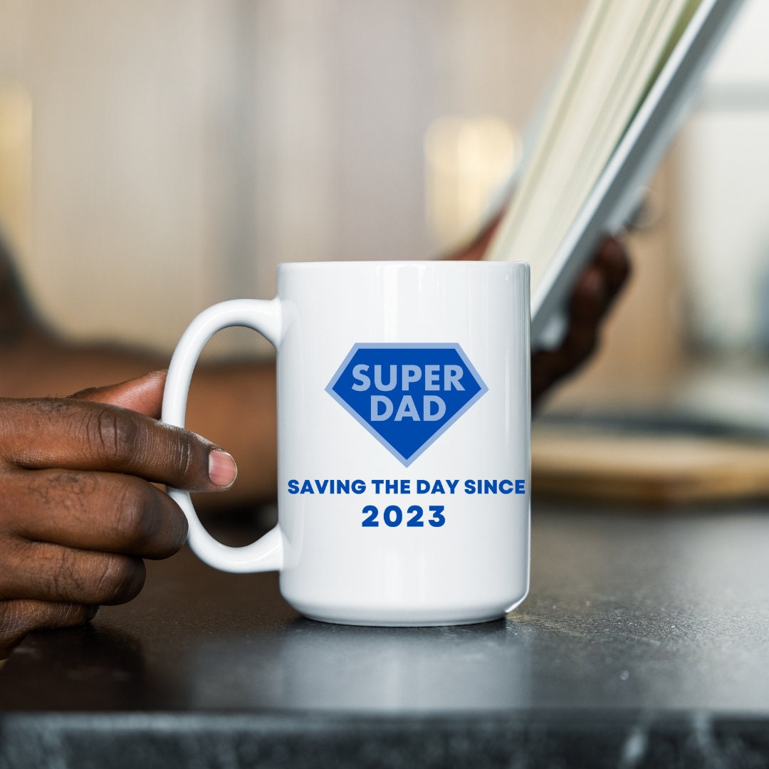 Personalized Super Dad Mug | Personalized With Year | New Dad Mug ...