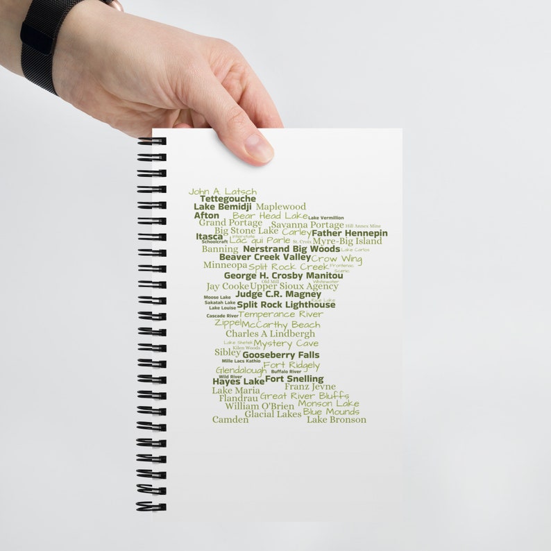 MN State Park Notebook | Word Cloud Design | Minnesota-themed Gift ...