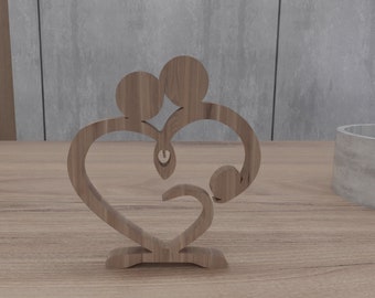 3D Family Heart Decor With 3D Stl Files, 3D Printing File, Valentine's ...