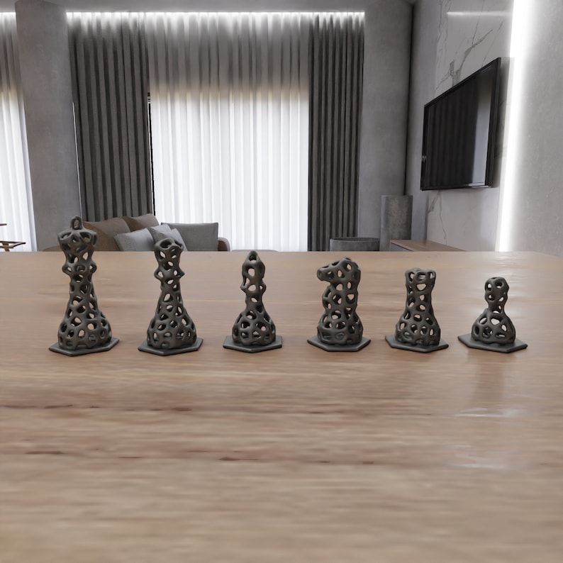 Chess Set Modern, 3D STL File for Chess Pieces, Chess Model, Digital ...